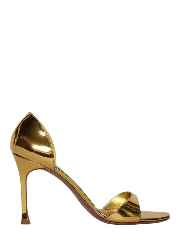 Amina Muaddi 95mm Agnese Metallic Sandals - Gold