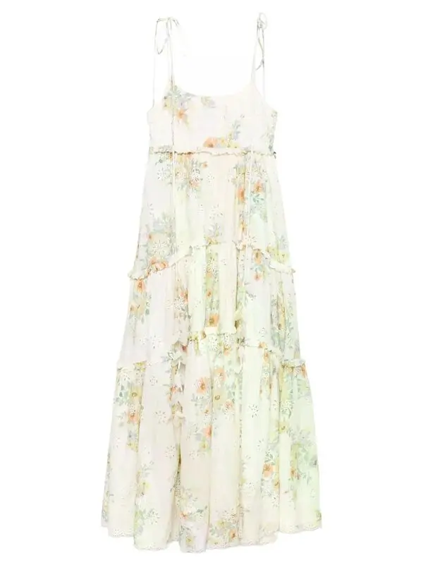ALEMAIS Floral-print Tiered Dress - Neutrals