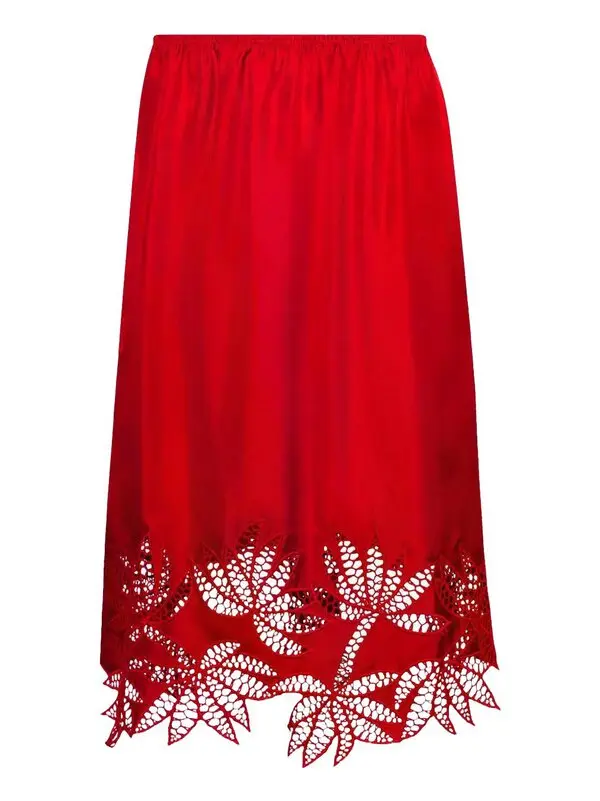 DIOTIMA Coverley Lace-embroidered Midi Skirt - Red