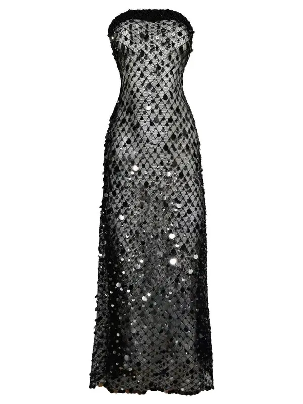 ROBERTA EINER Sequin-embellished Midi Dress - Black