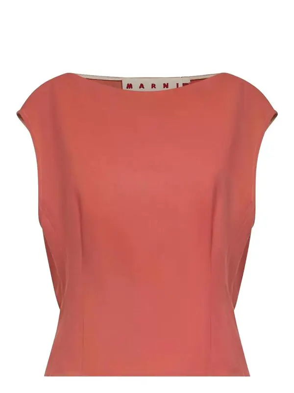 Marni Boat-neck Gathered Top - Orange