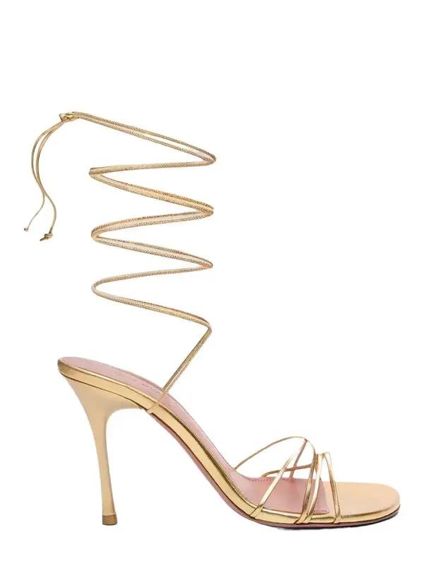 Amina Muaddi 95mm Lori High Heel Sandals - Gold