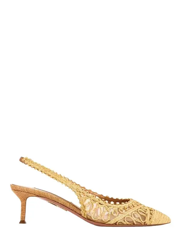 AQUAZZURA 50mm Khalo Woven Slingback Pumps - Neutrals