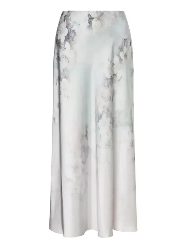 Alberta Ferretti Satin Midi Skirt - Grey