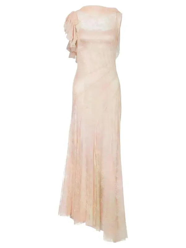 Alberta Ferretti Lace Overlay Dress - Pink