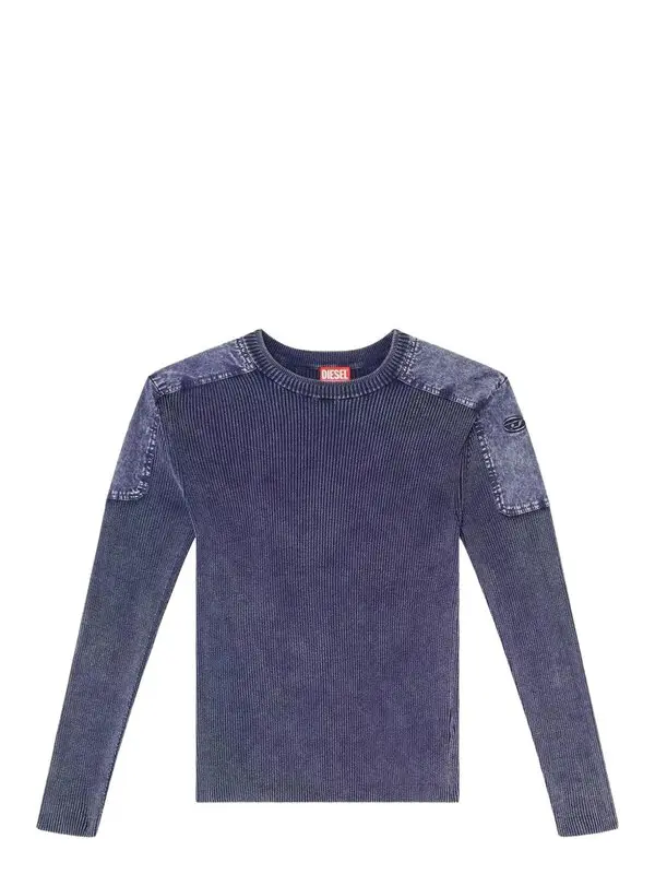 Diesel Panelled Ribbed Jumper - Blue