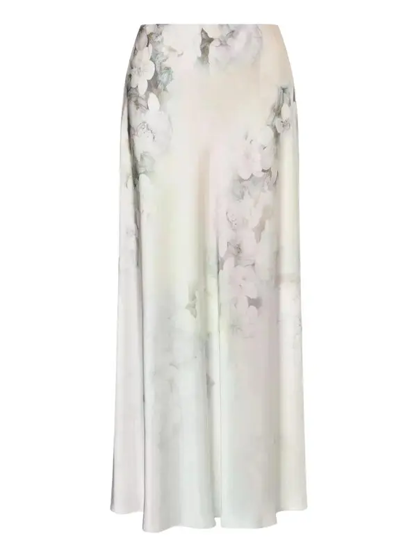 Alberta Ferretti Satin Maxi Skirt - White