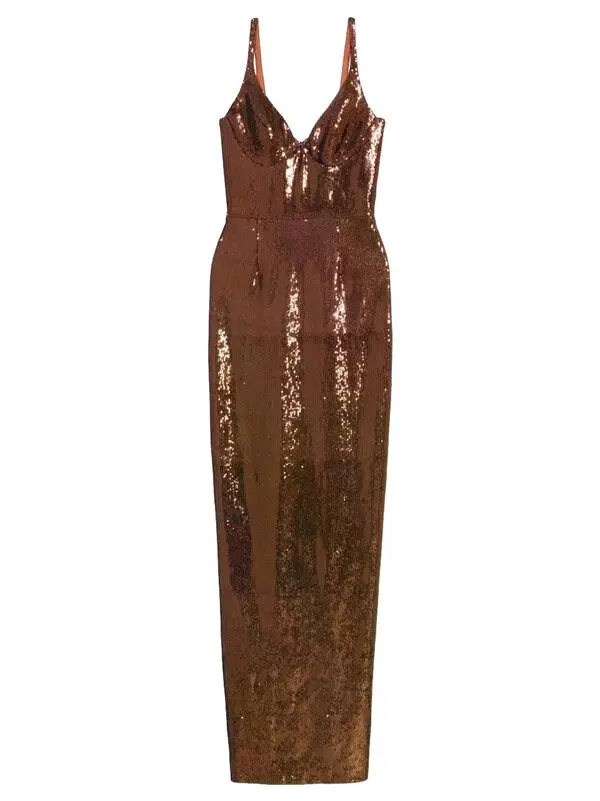 SILK LOVE & LACE Anais Sequin Gown - Brown
