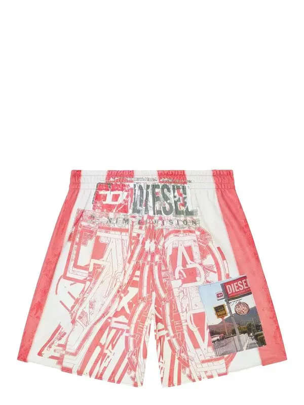 Diesel Graphic-print Shorts - Red