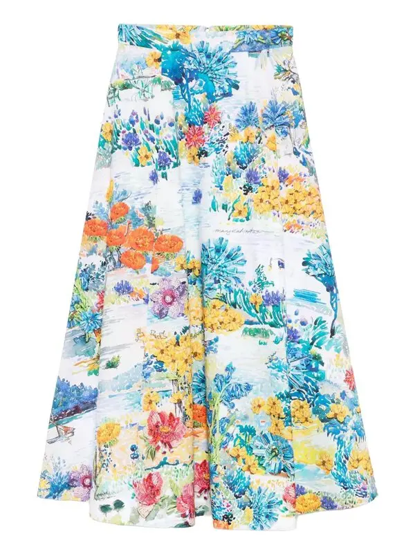 MARY KATRANTZOU Floral-print Skirt - White