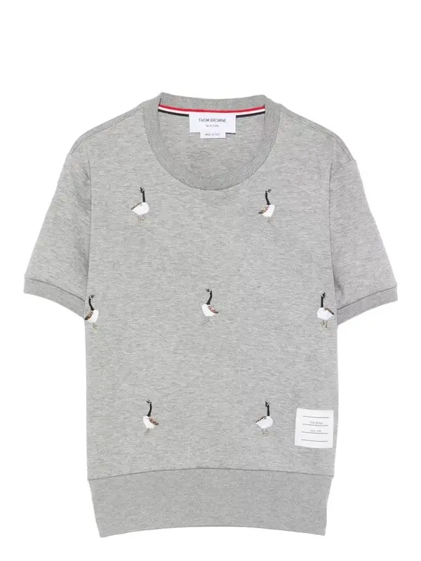 Thom Browne Geese-embroidered T-shirt - Grey