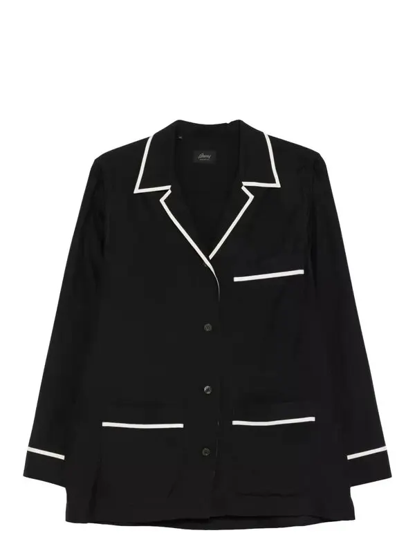 Brioni Piped-trim Pocket Shirt - Black