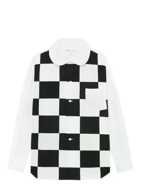 Comme Des Garçons Checkerboard Peter Pan-collar Shirt - White