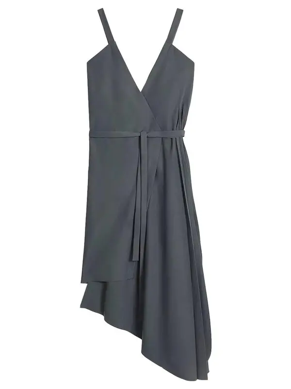 Ports 1961 Asymmetric Wrap Midi Dress - Grey