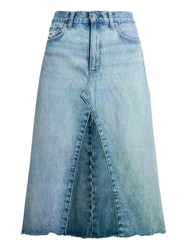 Polo Ralph Lauren Patchwork Denim Midi Skirt - Blue