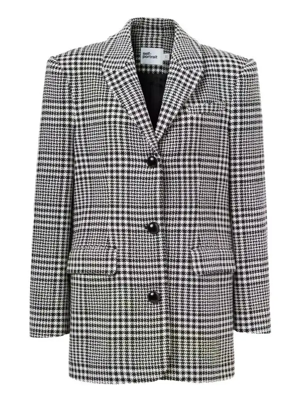 SELF-PORTRAIT Houndstooth Blazer - Black