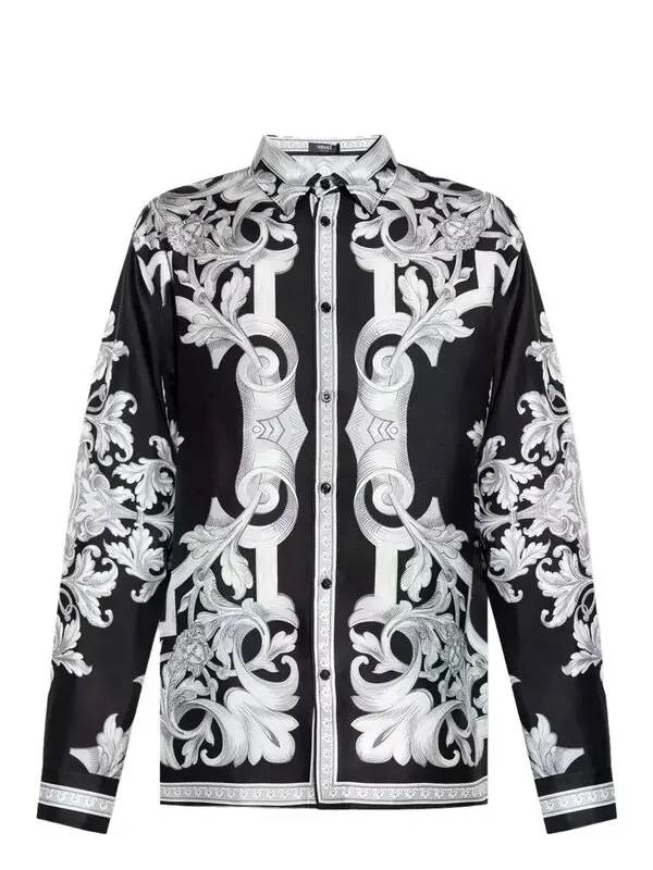 Versace Barocco-print Silk Shirt - Black