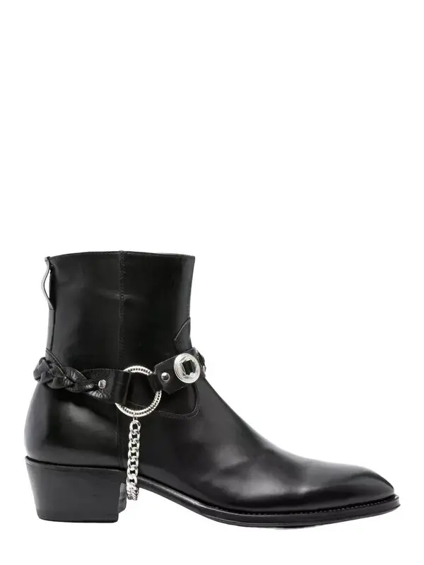 ERALDO 50mm Chain Leather Biker Boots - Black