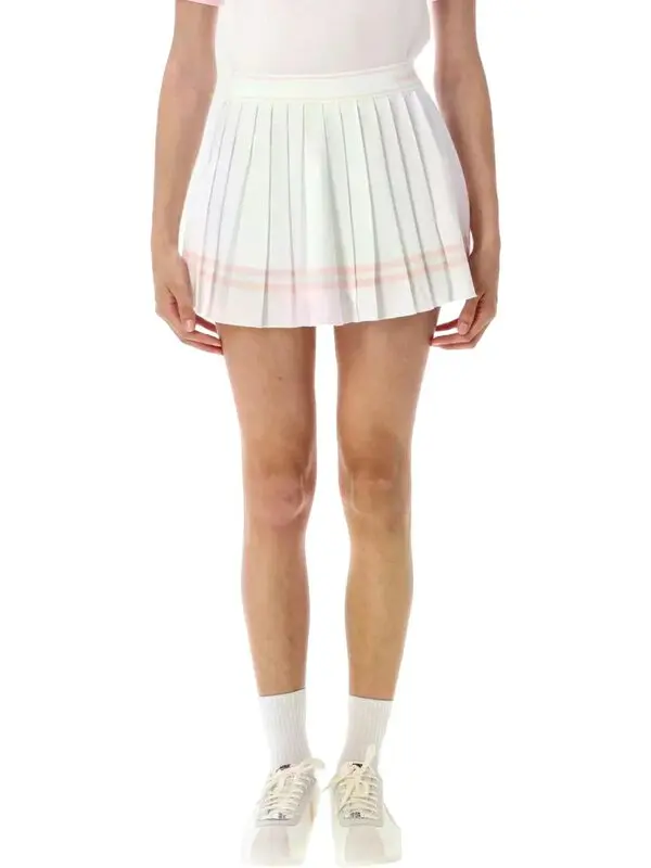 SPORTY & RICH Vendome Script Pleated Mini Skirt - White