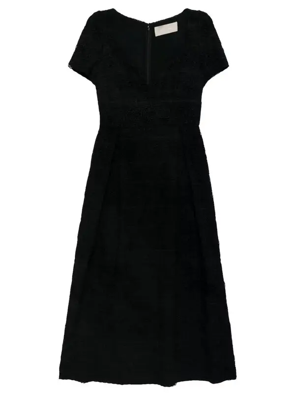 Elie Saab Macramé Midi Dress - Black