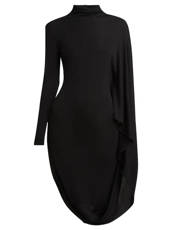 Stella McCartney High Neck Cape Viscose Dress - Black