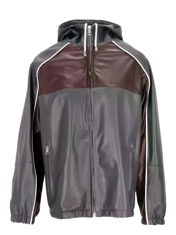 LA ROSE Elasticated Hooded Leather Jacket - Grey