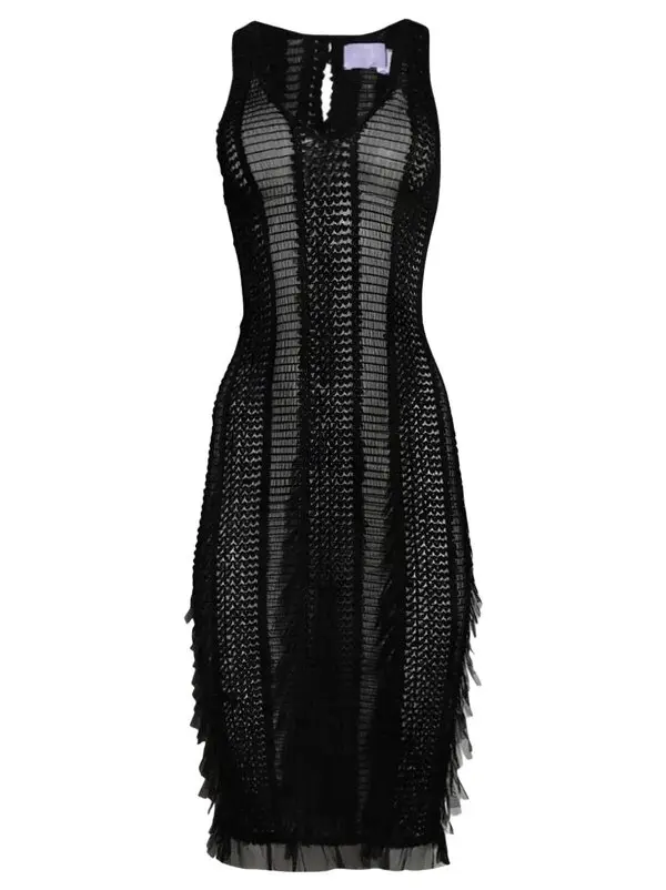 ROBERTA EINER Feather-detailing Midi Dress - Black