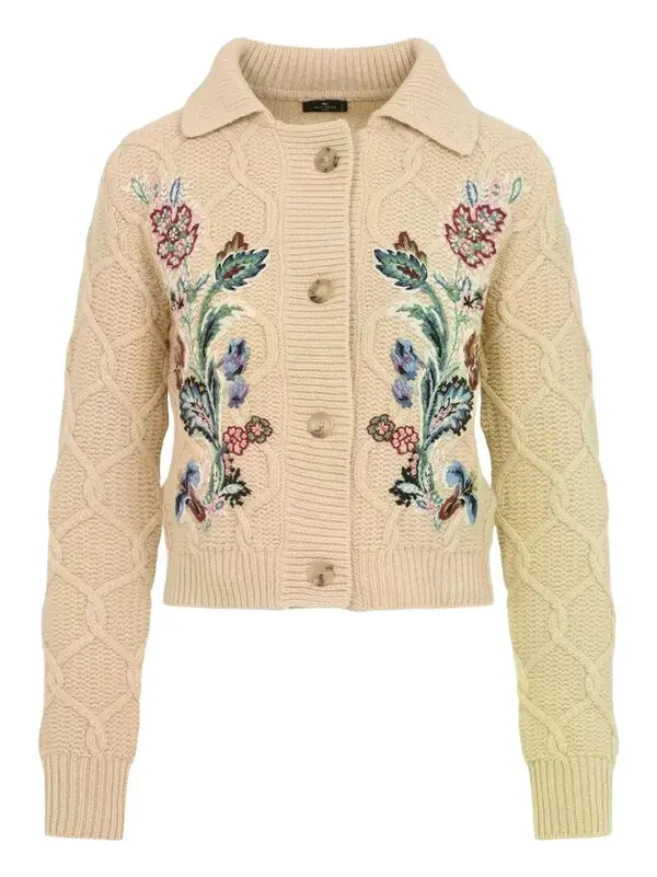 Etro Floral-embroidered Cardigan - Neutrals