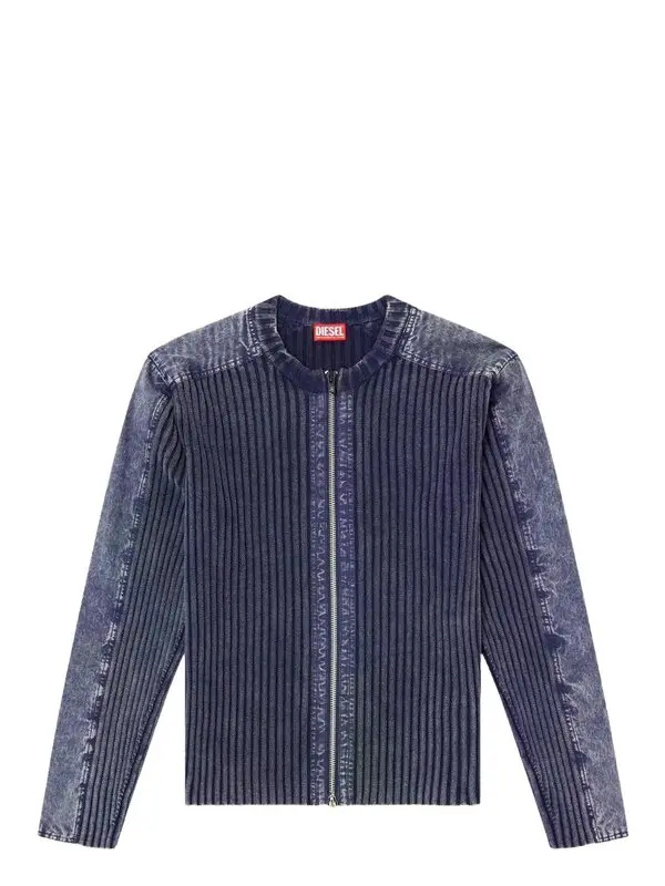 Diesel Ribbed Zip-up Cardigan - Blue