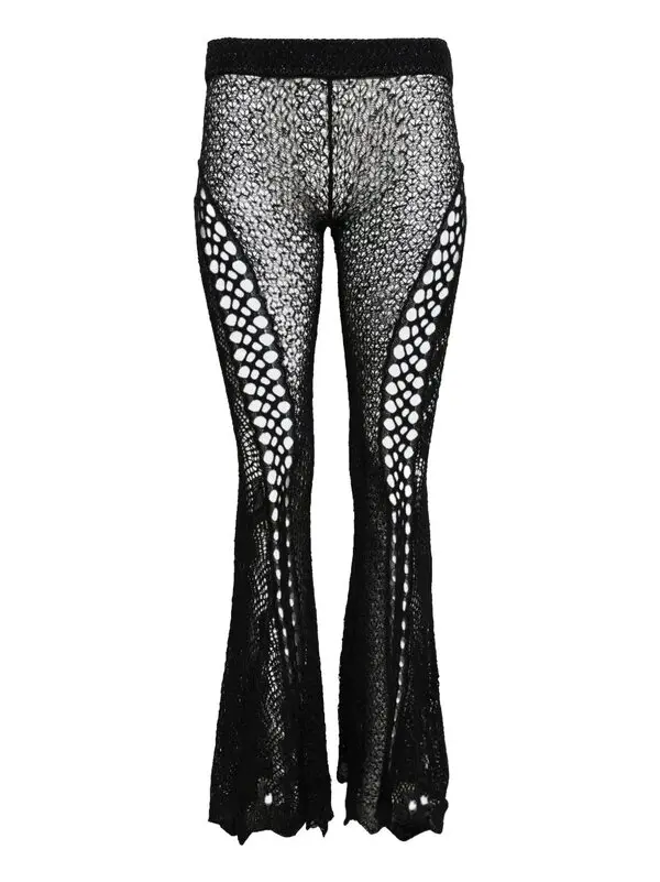 ROBERTA EINER Crochet Flared Trousers - Black