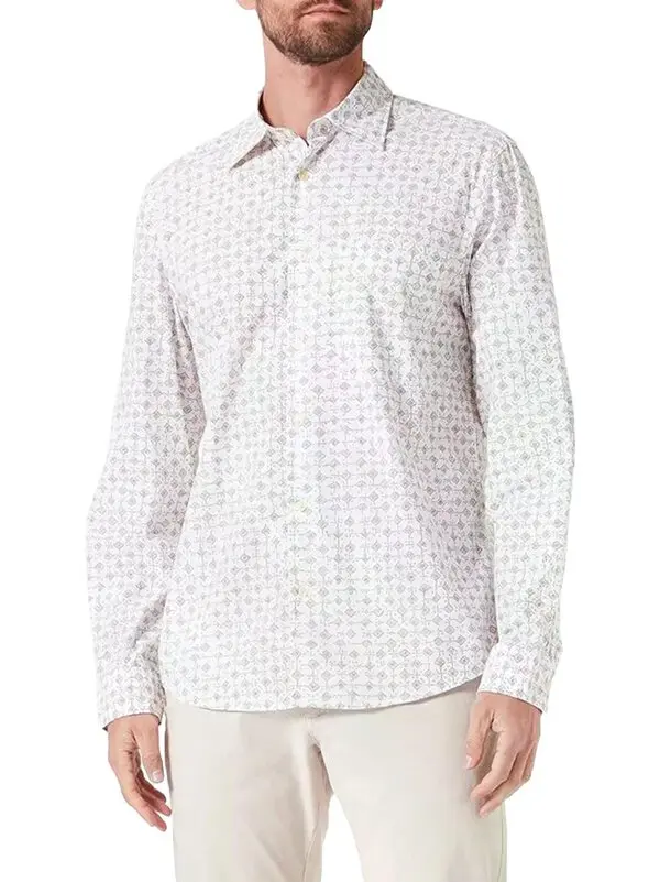 Marc O'polo Geometric-print Long-sleeve Shirt - White
