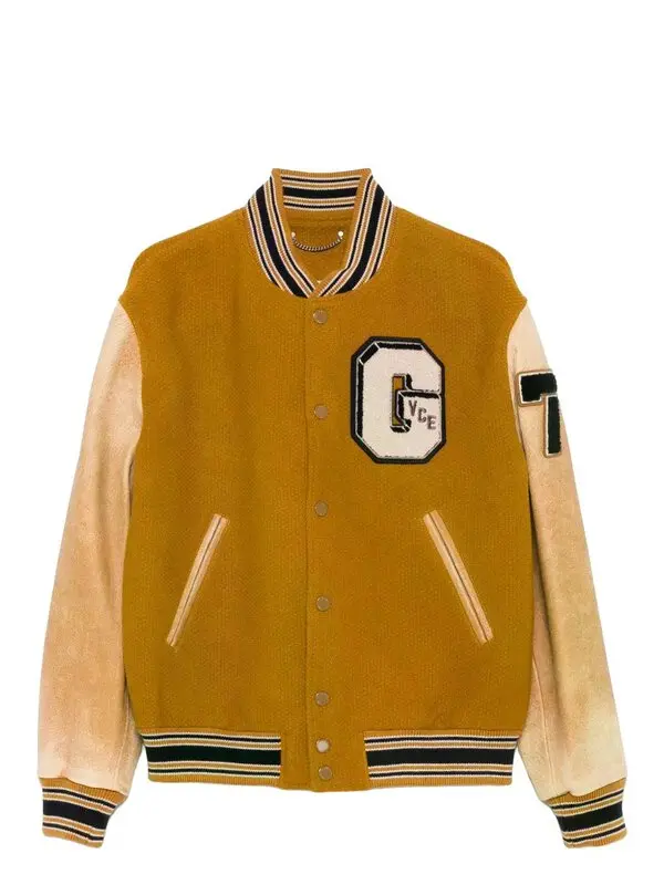 GOLDEN GOOSE Leather-sleeved Varsity Jacket - Yellow