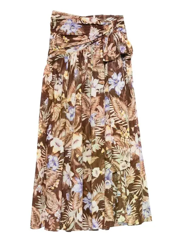 Zimmermann Bow-detail Maxi Skirt - Brown