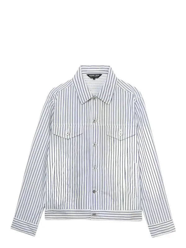 Comme Des Garçons Striped Cotton Jacket - White