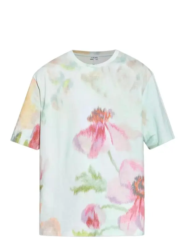 Loewe Floral-print Cotton T-shirt - Blue