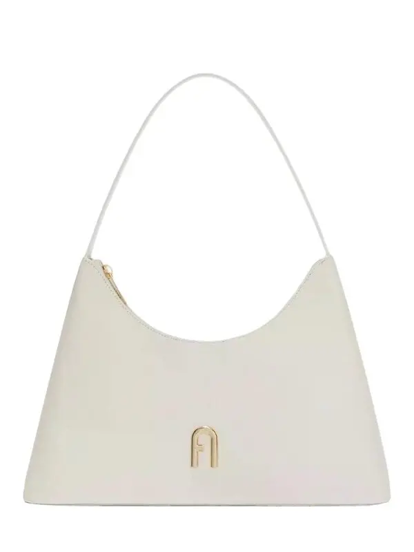 Furla Curved Leather Shoulder Bag - White