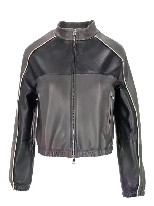 LA ROSE Two-tone Leather Bomber Jacket - Grey