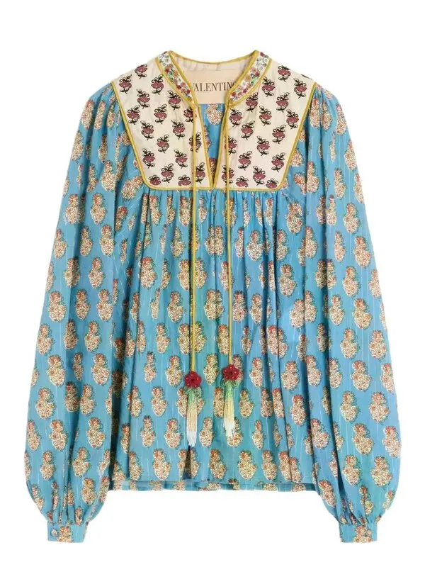 Valentino Garavani Petales D'amour-print Blouse - Blue