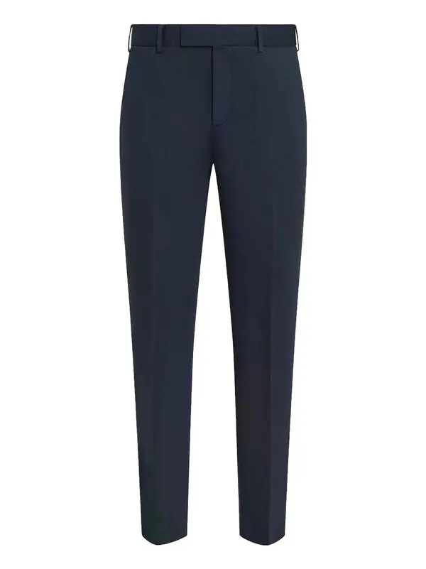 Zegna Flat-front Tapered Trousers - Blue
