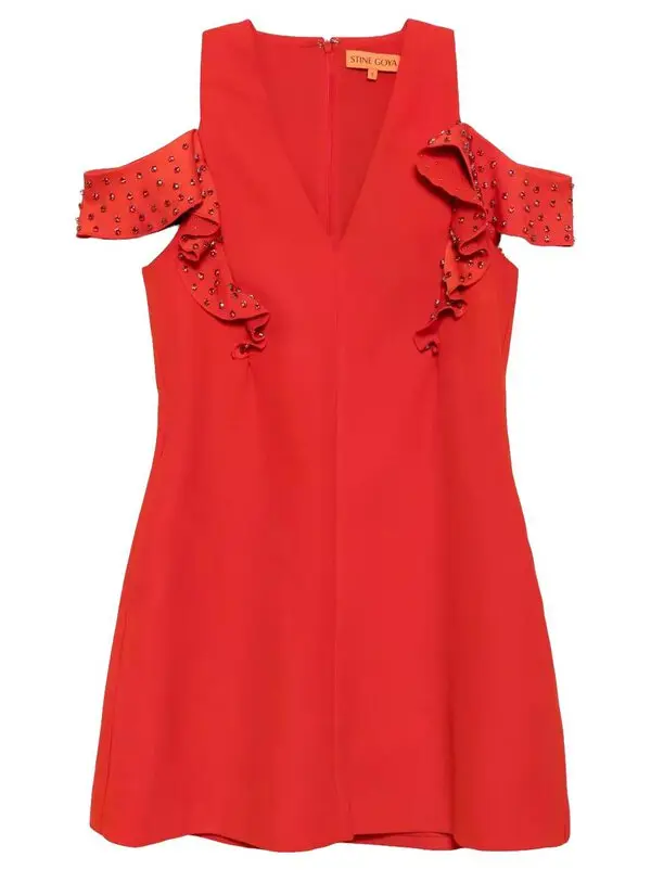 Stine Goya Ruffle-sleeved Mini Dress - Red
