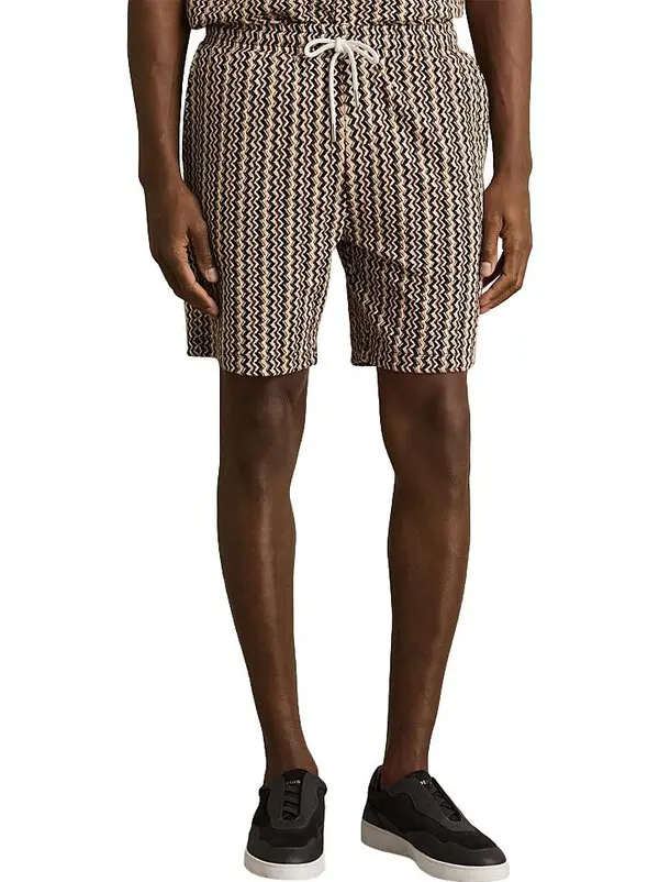 REISS Printed 7.3" Shorts - Tobacco Brown