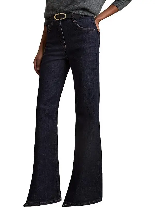 REISS Bonnie Flare Jeans - Dark Blue