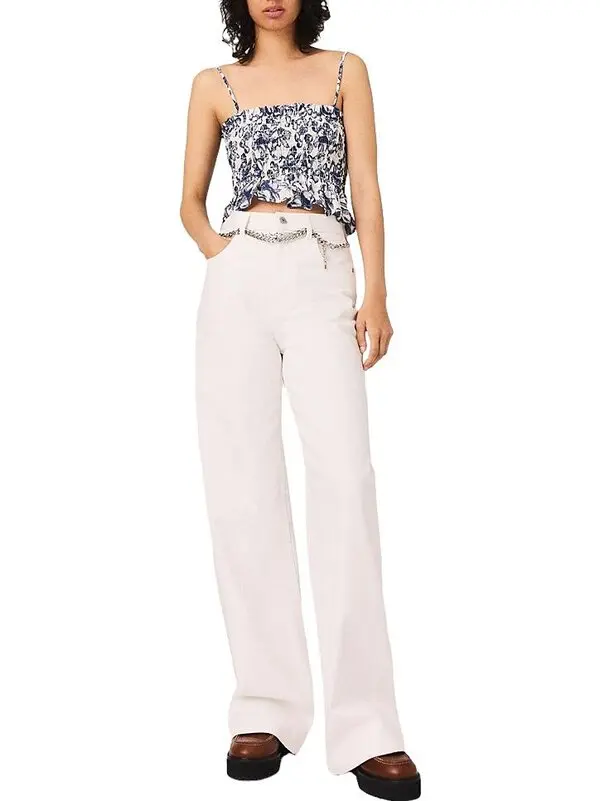 Maje High-waisted Wide Leg Denim Jeans - White