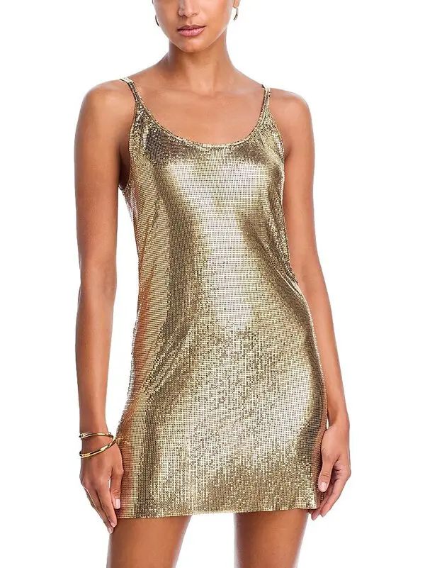 Rabanne Mesh Tank Mini Dress - Gold