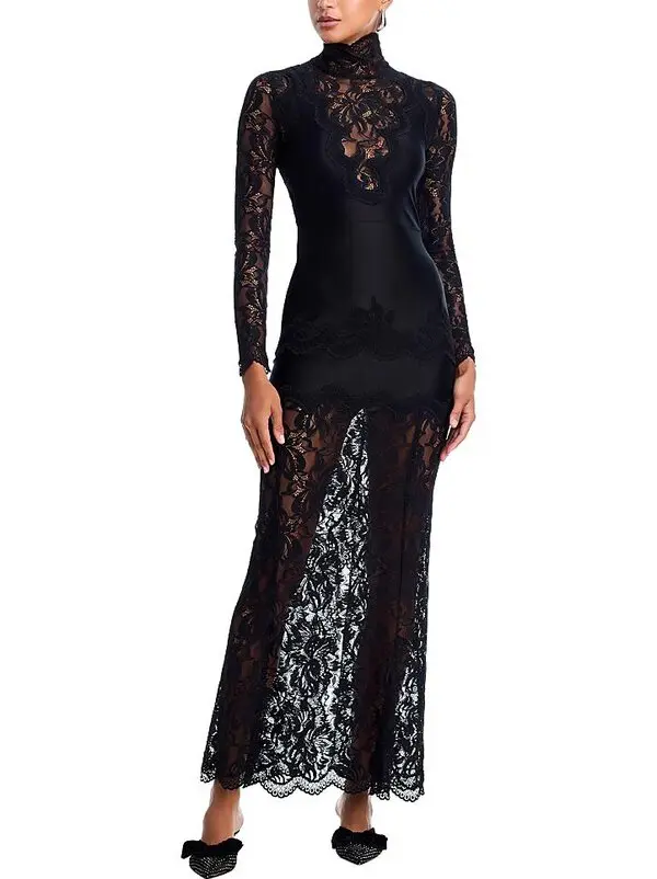 Rabanne Floral Lace Maxi Dress - Black