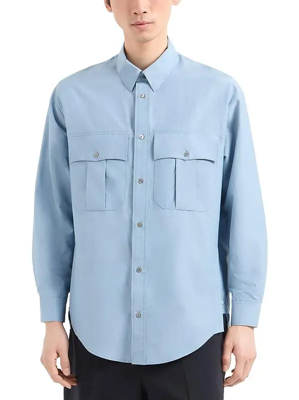 Emporio Armani Chest Pocket Button Up Shirt - Faded Denim