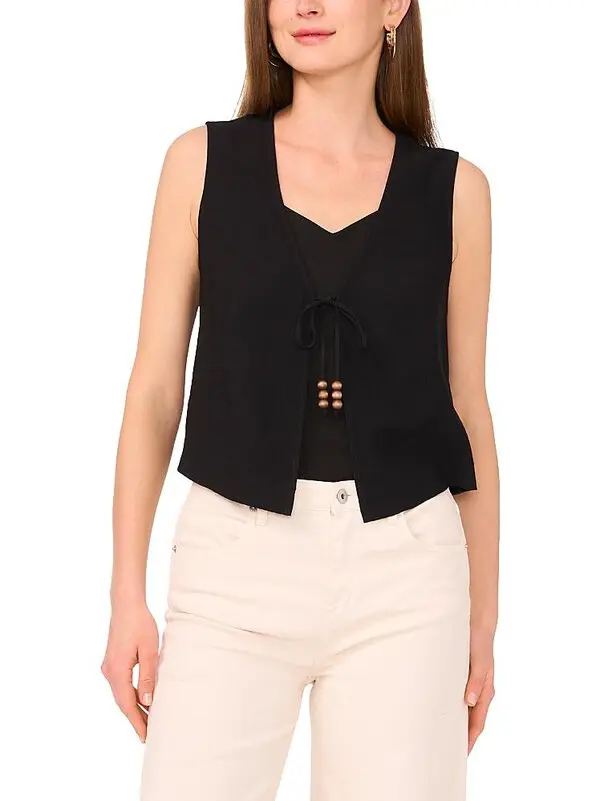 Vince Camuto Tie-front Sleeveless Vest - Rich Black