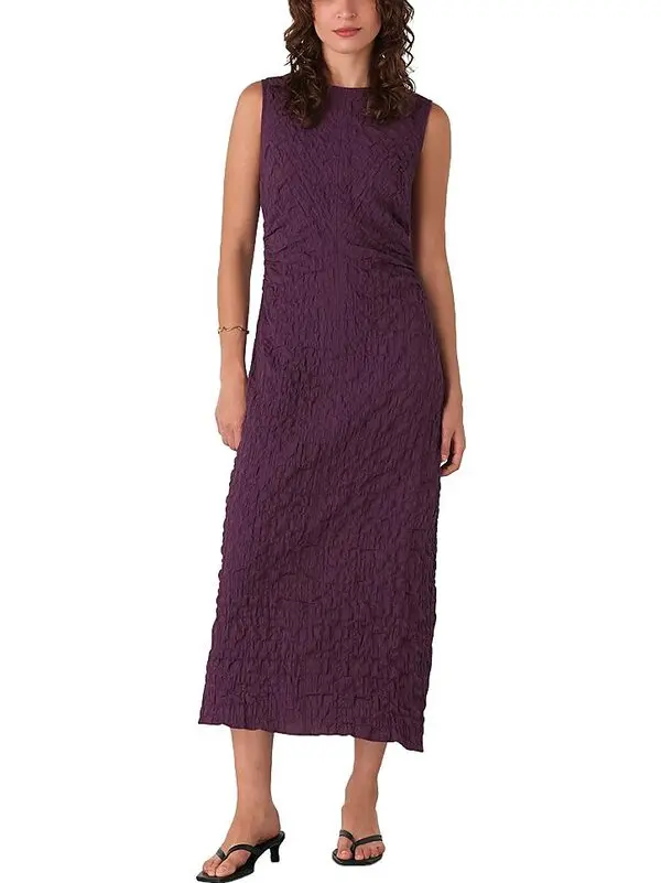 Whistles Lori Textured Midi Dress - Plum