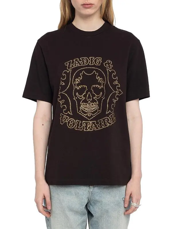 Zadig&Voltaire Edwin Bc Skull Stras Tee - Dark Chocolate