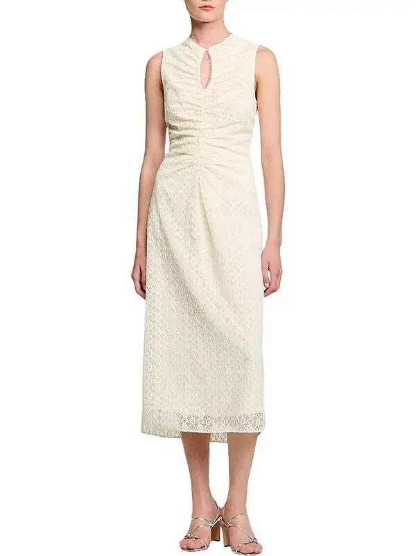 Sandro Lace Midi Dress - Ecru